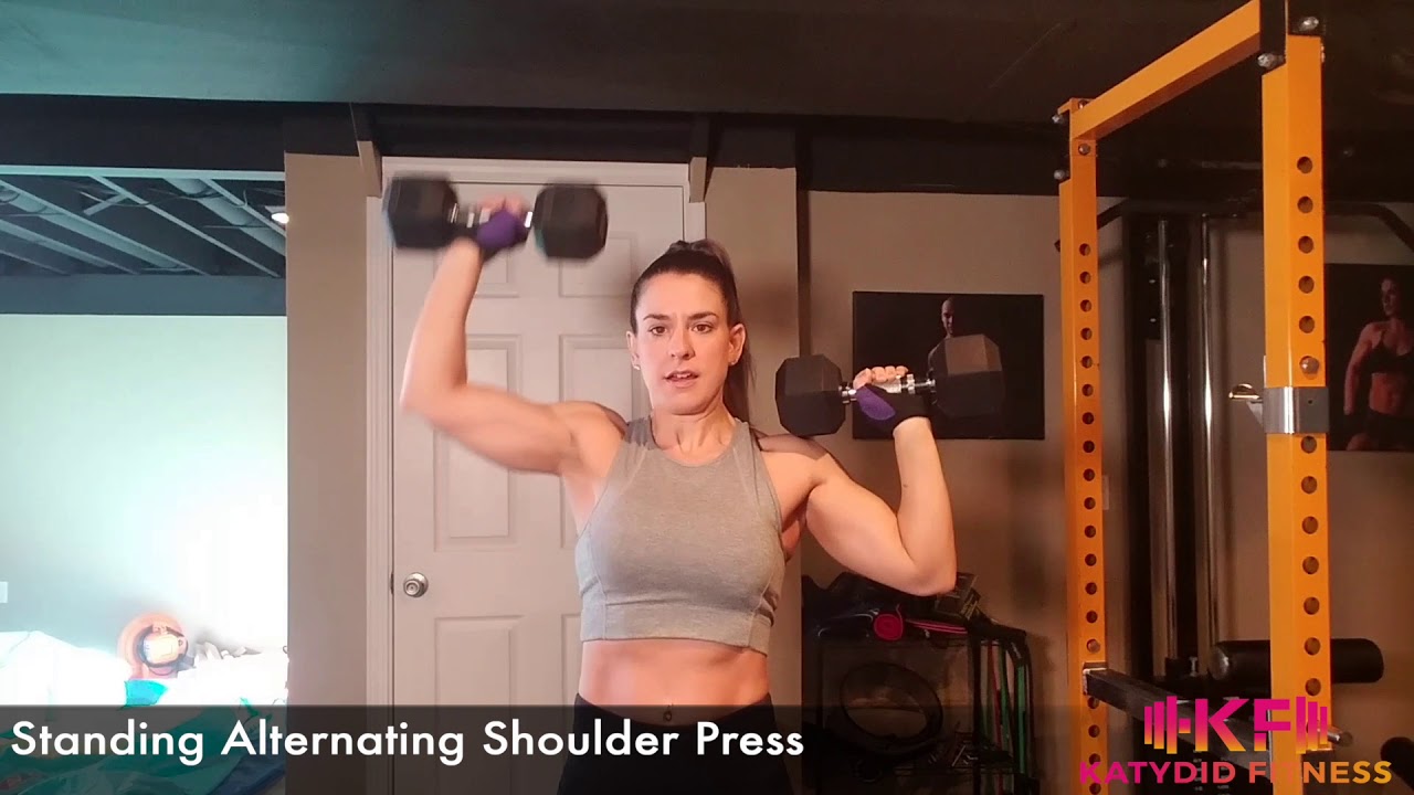 Standing Alternating Shoulder Press - YouTube