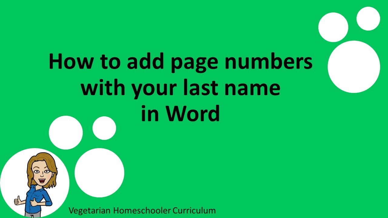 How to add page numbers with your last name in Word - YouTube