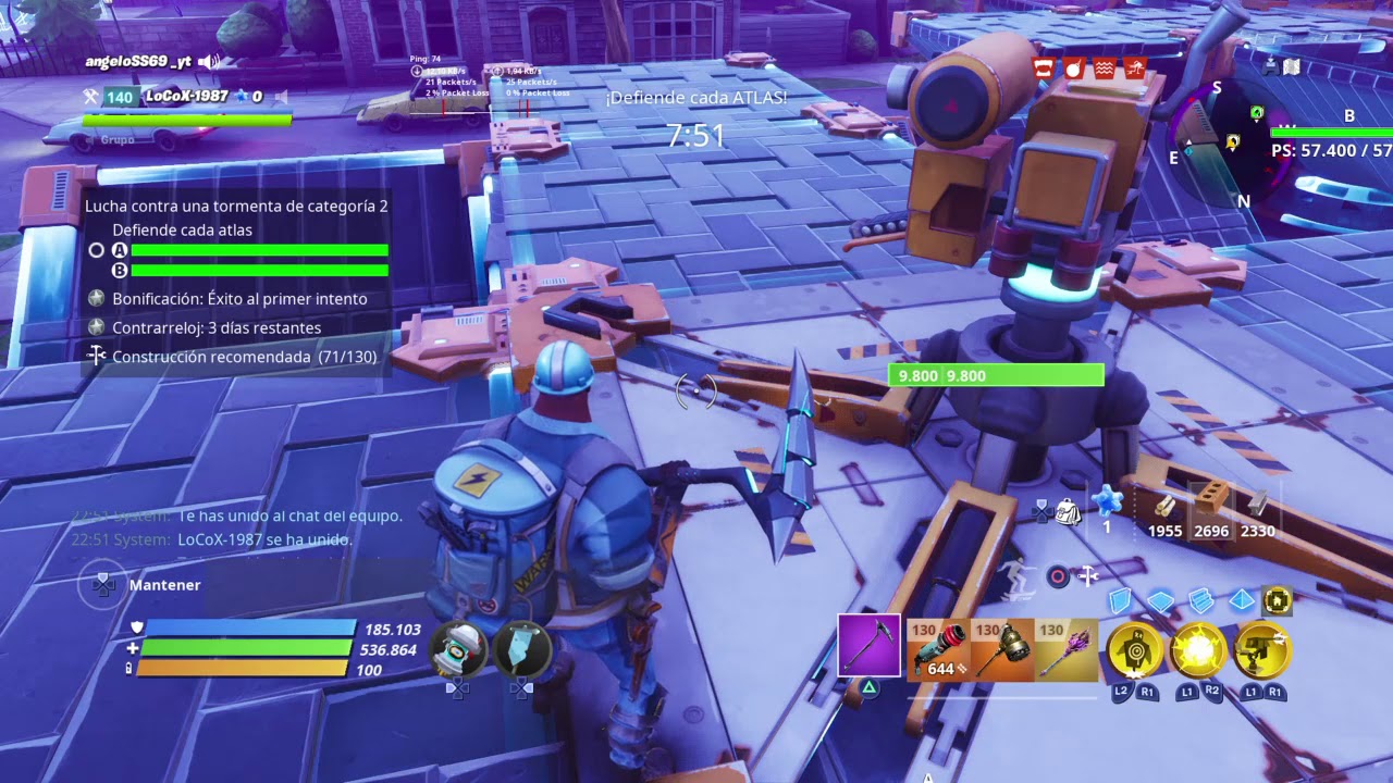 #FORTNITE#STW AFK SIN USAR TRAMPAS EN MISION 2 ATLAS NIVEL 140 CUMBRES ...