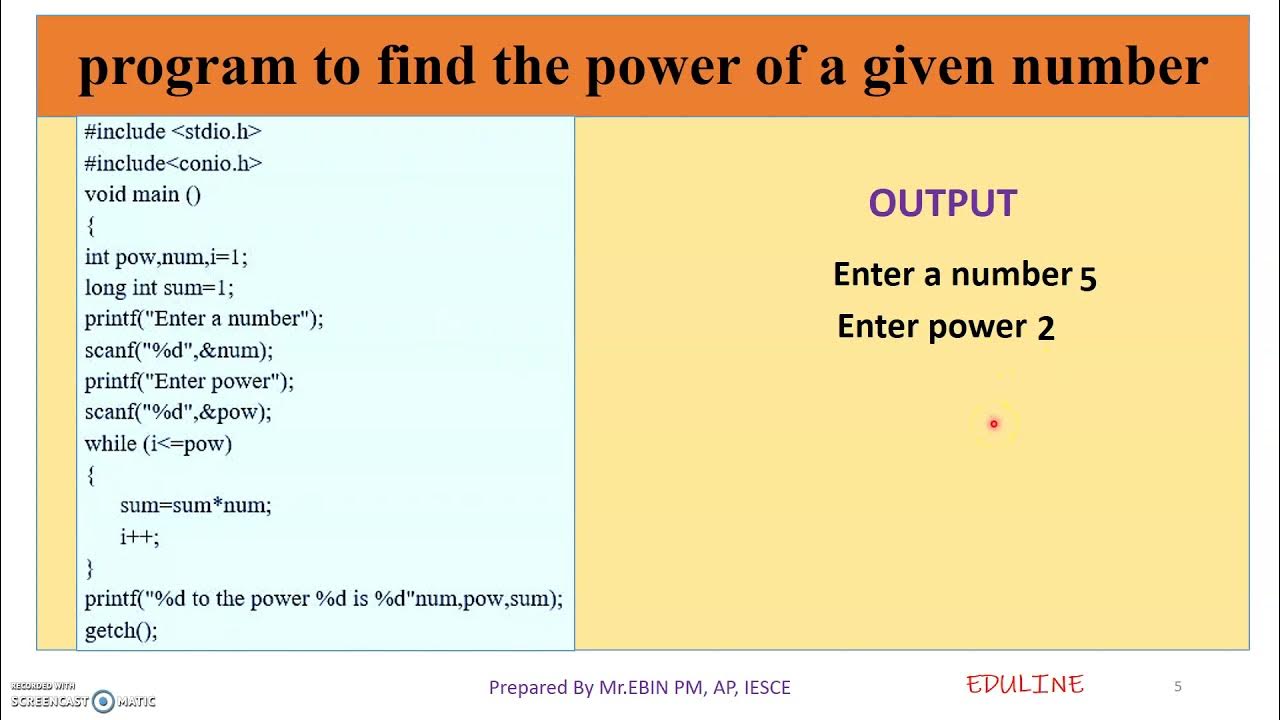 PROGRAM 5 - POWER OF A GIVEN NUMBER - YouTube