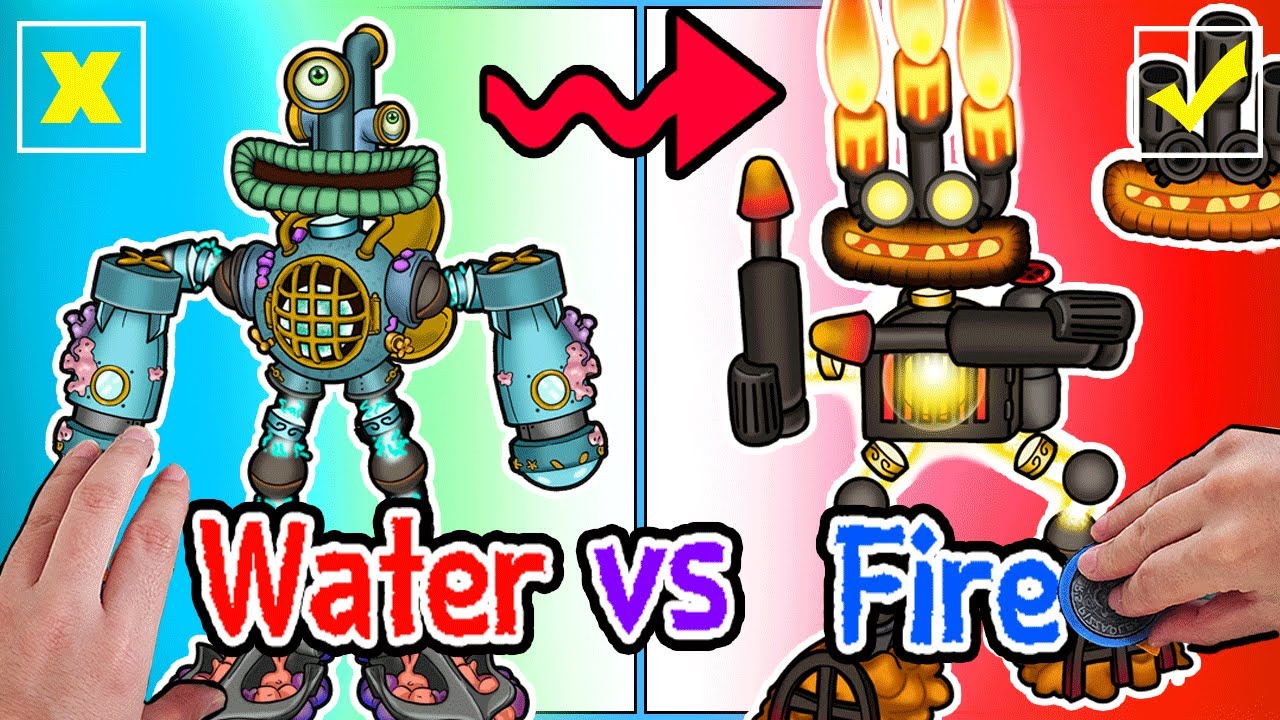 [paper play] WUBBOX 수리하기 (WATER VS FIRE) 노래몬스터 /PAPER DIY - YouTube