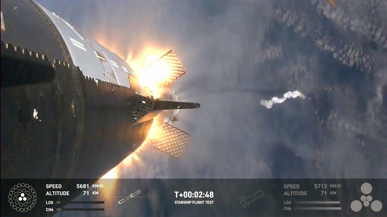 SpaceX Starship Hot Staging (From Both Perspectives) - YouTube