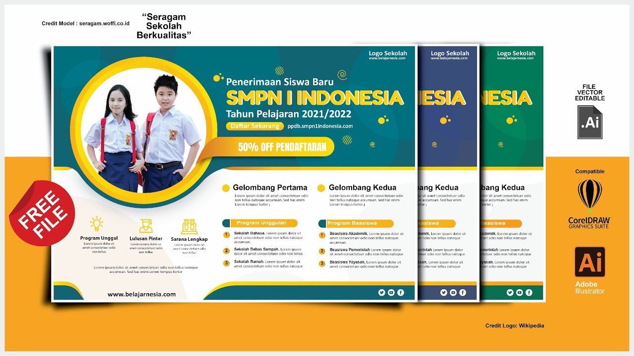 Free File : Desain Brosur PPDB SMP Dengan Coreldraw - YouTube