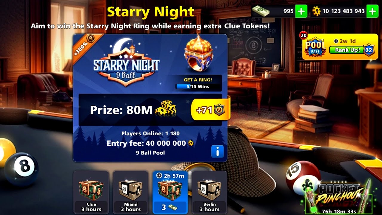 LIVE🛑 Starry Night Table 40 Million Coins😊.#8ballpool #miniclip ...