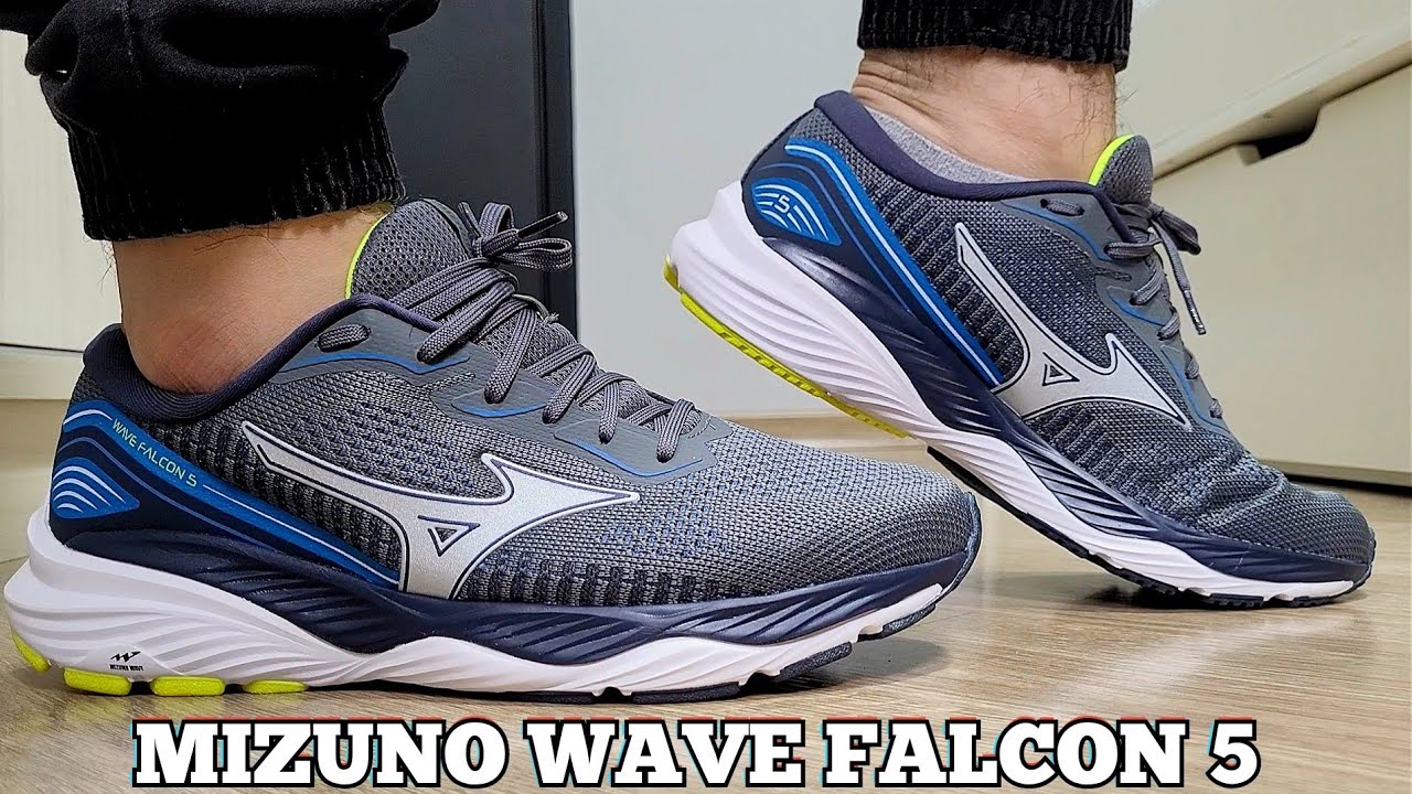 Review Tênis Mizuno Wave Falcon 5 Azul | Demonstração No Pé | On Feet ...