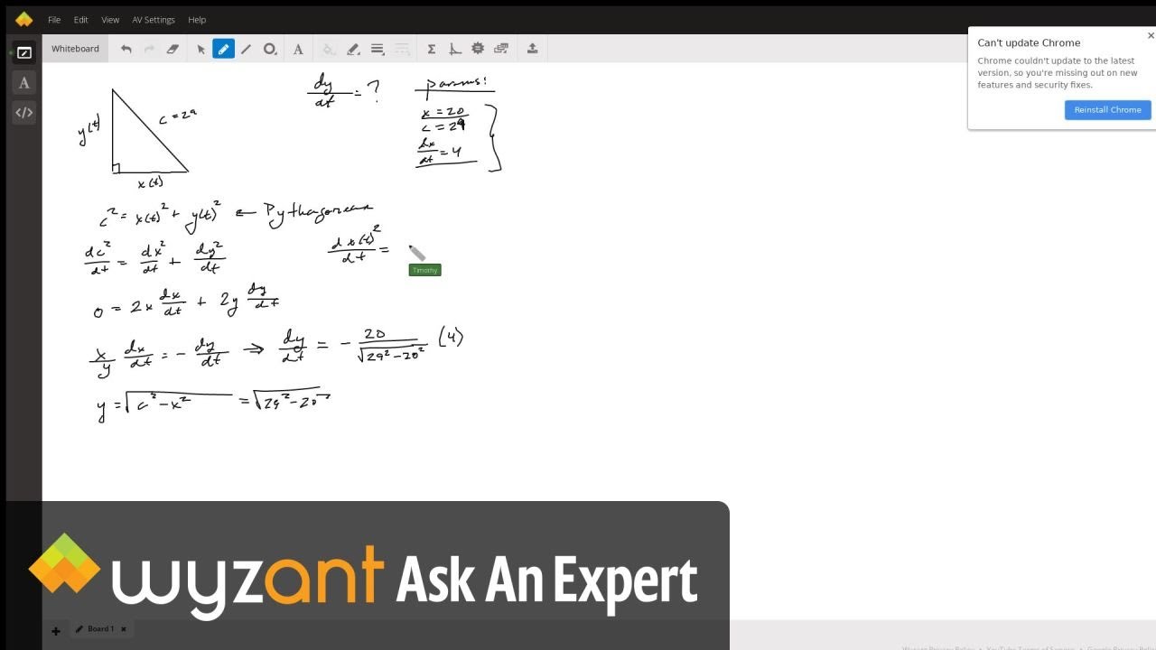 Calculus - Related Rates for Right Triangle - YouTube