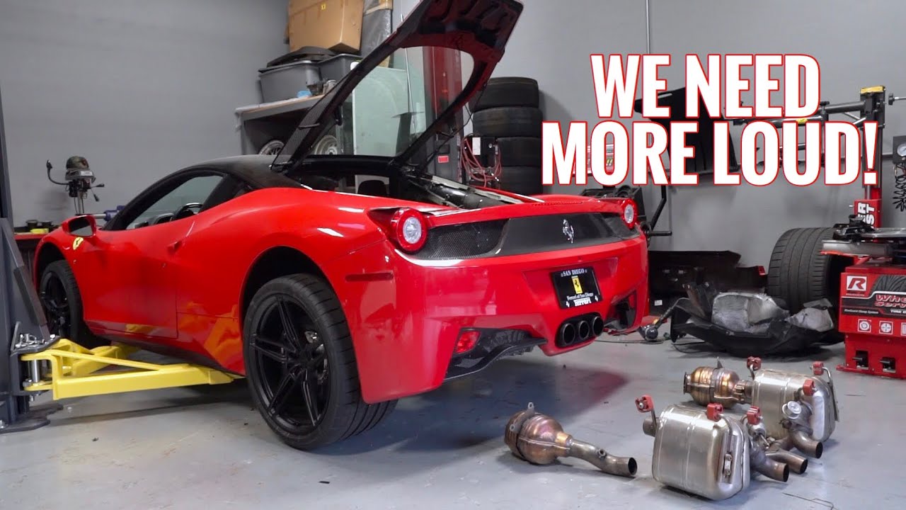 Ferrari 458 Stock Exhaust Removal!! - YouTube