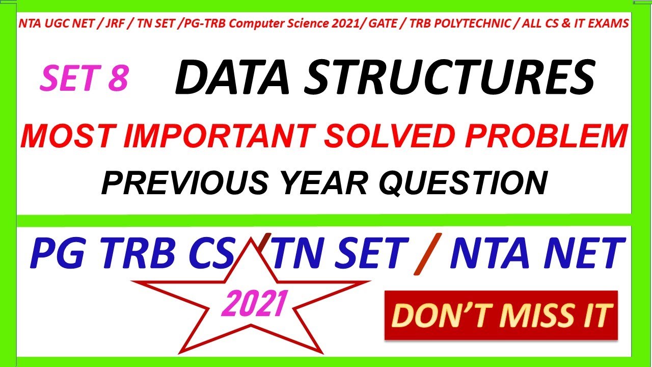 Data Structures | Postfix Expression | PG TRB CS 2021 | TNSET 2021 | NTA NET | Solved Problem ...