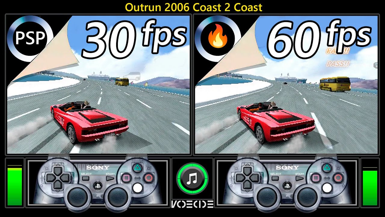 Outrun 2006 (PSP vs PSP w/ Overclock) Gameplay Comparison - YouTube
