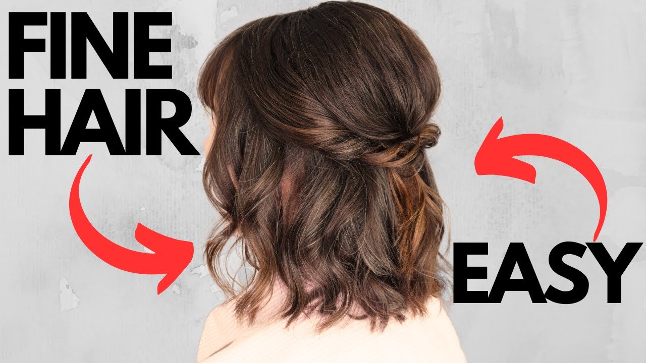 Simple half up half down hairstyle for short fine thin hair - YouTube