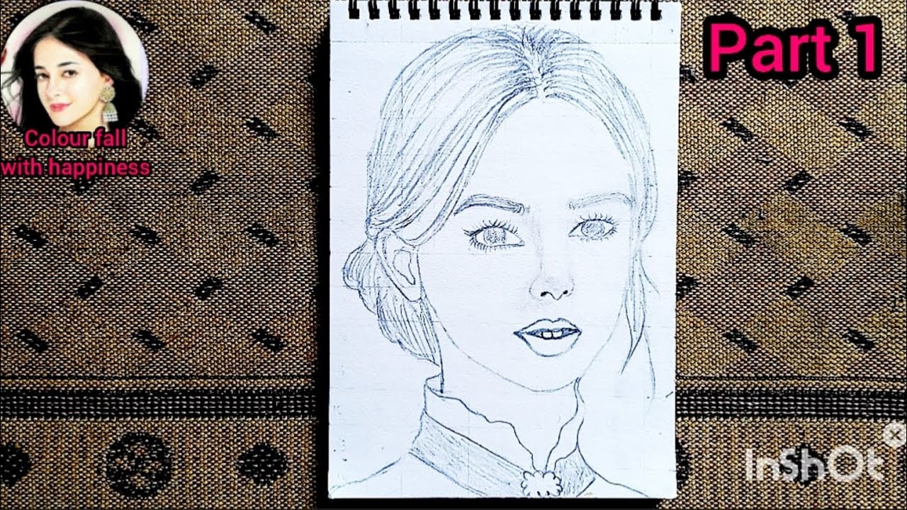 How to draw beautiful girl outline ( step by step ) pencil sketch for ...