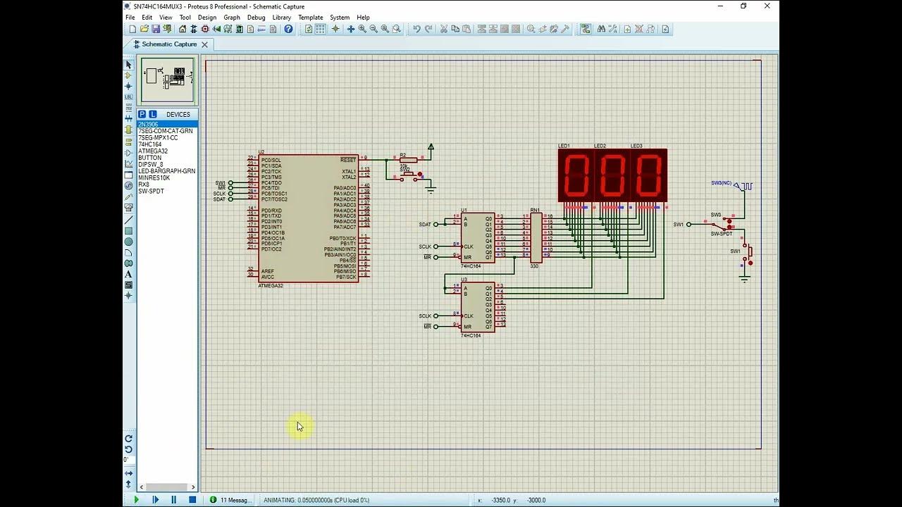 ATMega32 SN74HC164 Three Digit Multiplexing Display - YouTube