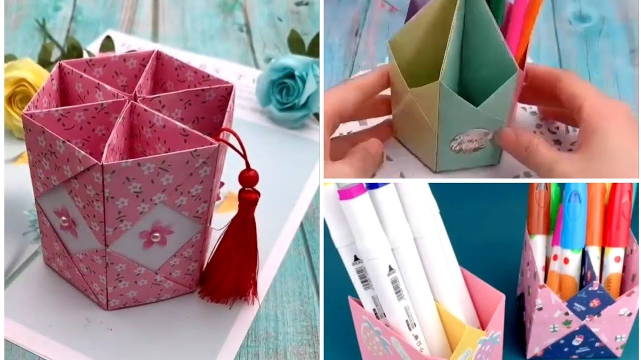 How to make paper pencil holdre# paper craft# handicraft# diy paper ...