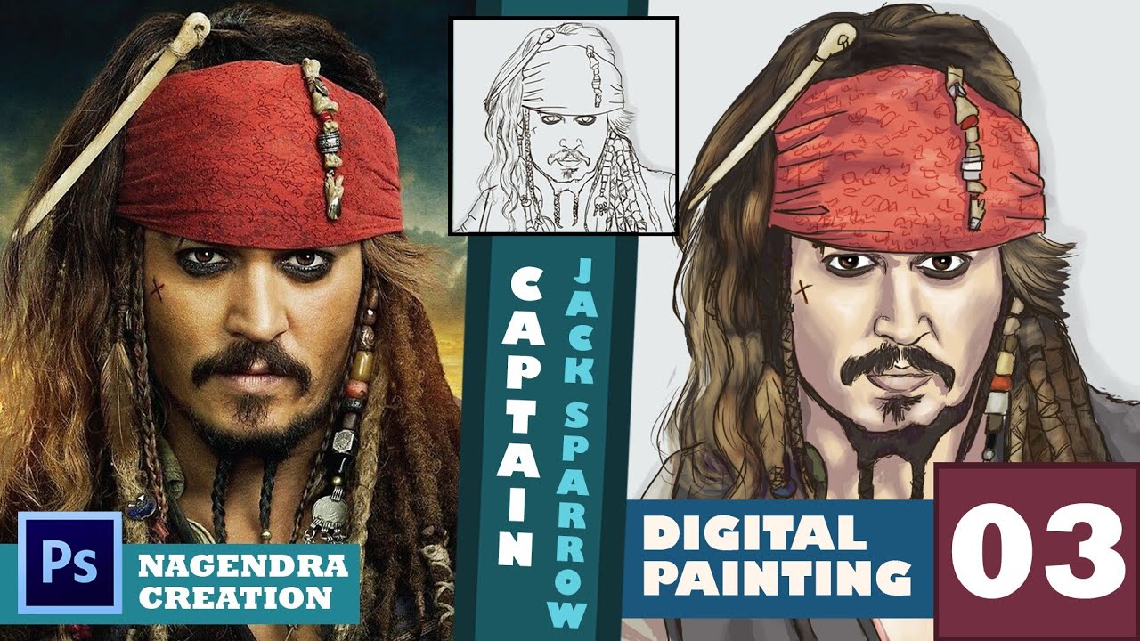 Captain Jack Sparrow digital painting /simply Draw from reference ...