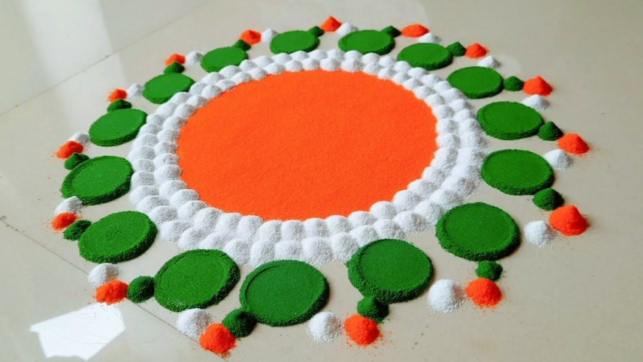 independence day sepical rangoli || 15August beautiful tiranga rangoli ...