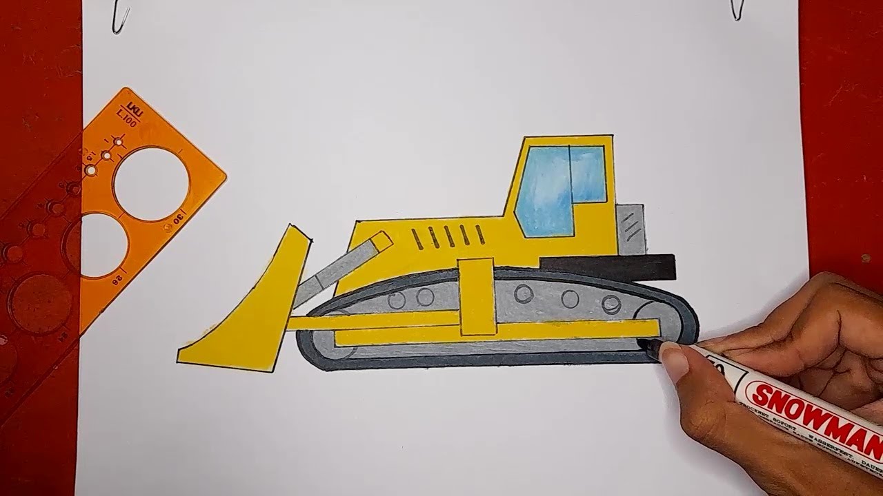 Cara Menggambar Alat Berat Bulldozer Keren - YouTube