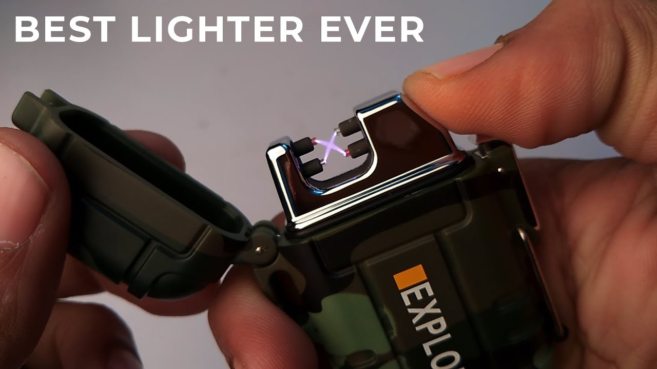 Waterproof Windproof Flameless Electric Lighter Dual Arc Plasma Beam ...