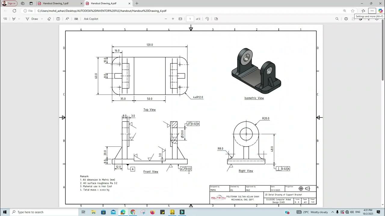 AUTODESK INVENTOR - DRAFTING DESIGN - 2 - YouTube