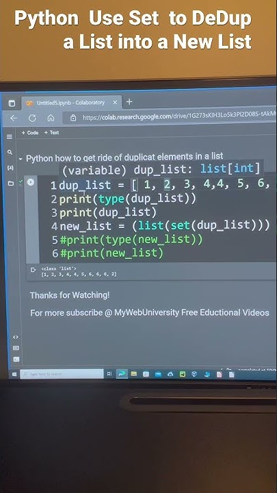 Python Use Set to DeDup a List of Duplicated elements into a New List - YouTube
