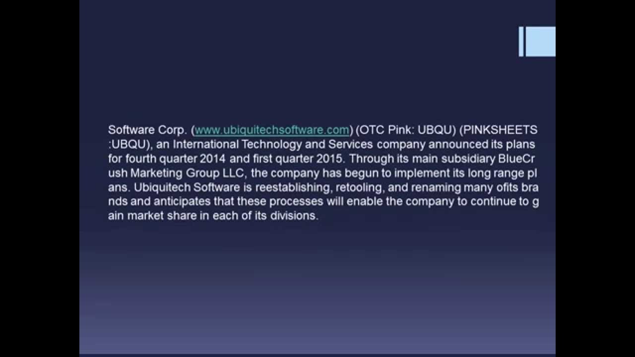 Ubiquitech Software Corp. Submits Corporate Update and Unveils Plans ...
