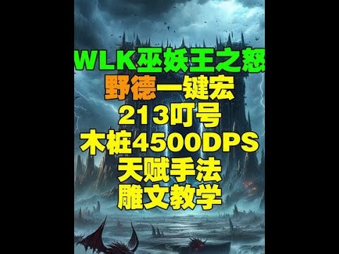 WLK野德一键宏213叮号木桩4500DPS天赋雕文手法教学 #WLK #野德 #魔兽世界 - YouTube