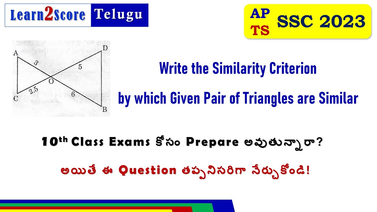 Similarity Criteria of Triangles | Class 10 Maths Important Questions ...