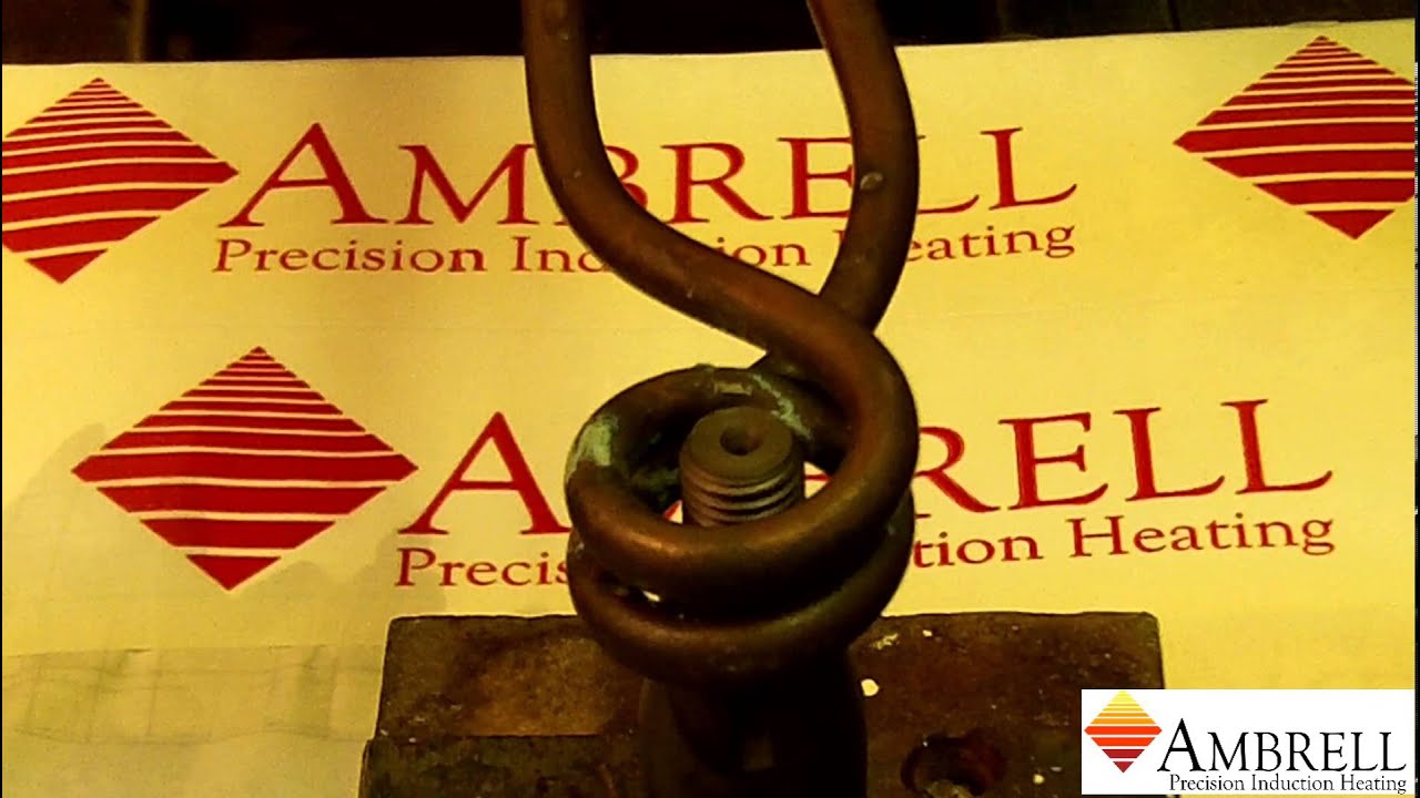 Tempering threads of a steel stud with induction heating - YouTube
