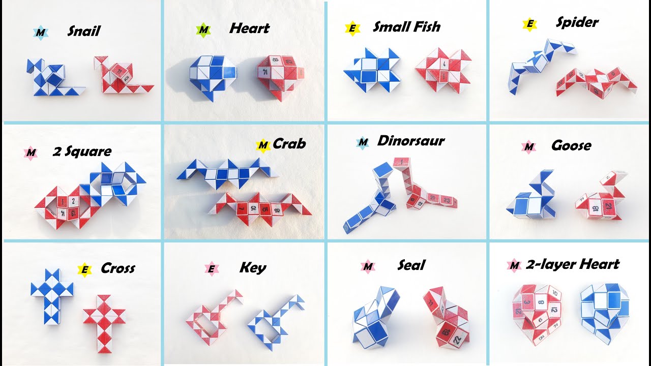 100 Shapes Of Rubik's Twist / Magic Ruler 24 Pieces (From 1 To 100 ...