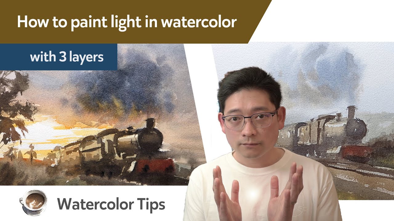 How to paint light in watercolor with 3 layers - YouTube