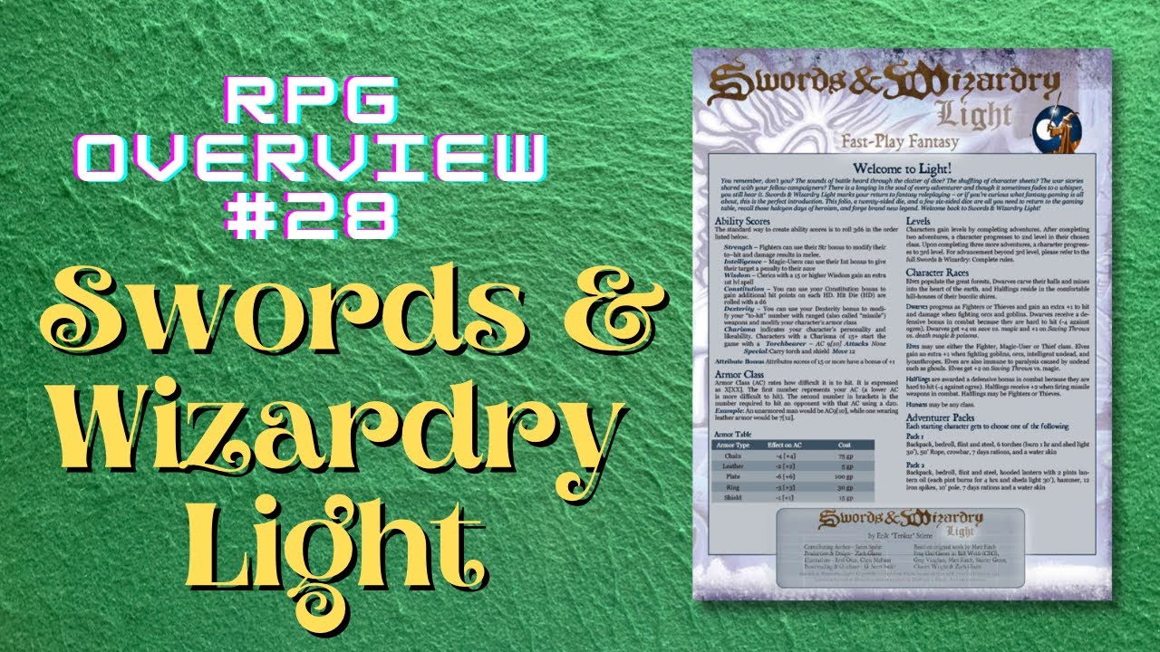 RPG Overview 28 Swords & Wizardry Light - YouTube