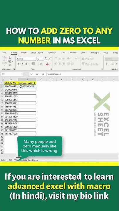 How To Add Zero To Any Number In Ms Excel | Excel Tips & Tricks #shorts #ytshorts #exceltips ...