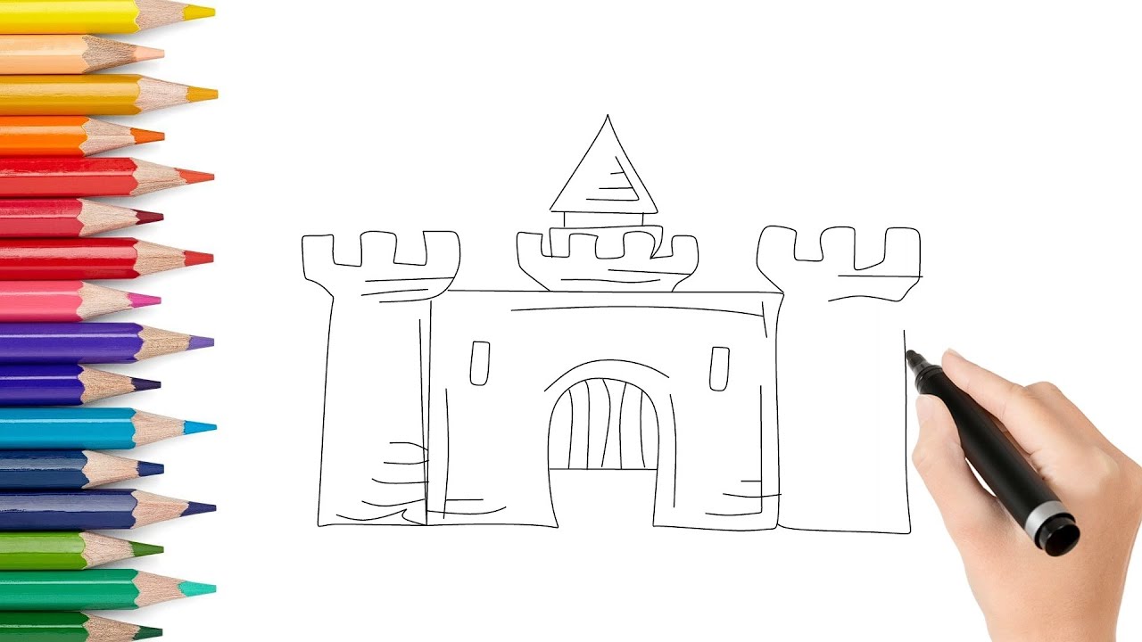 How To Draw Palace 🏰, Drawing For Kids 👦🏻 🎨 - YouTube