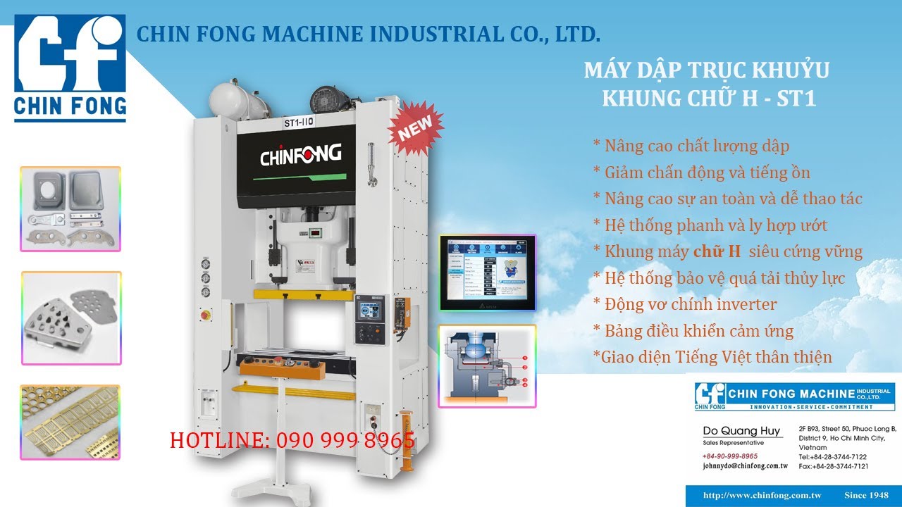 CHIN FONG Straight Side Single Crank Precision Presses ST1 Series - YouTube