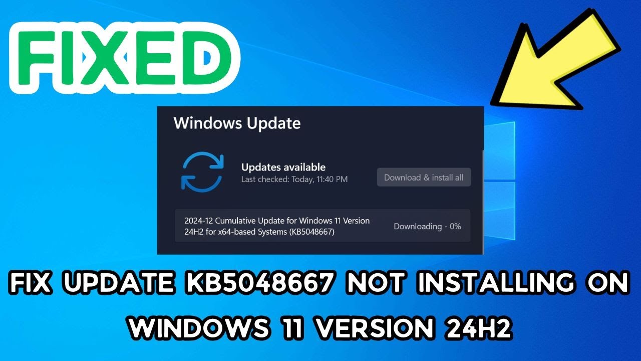 Fix Update KB5048667 Not Installing On Windows 11 version 24h2 - YouTube