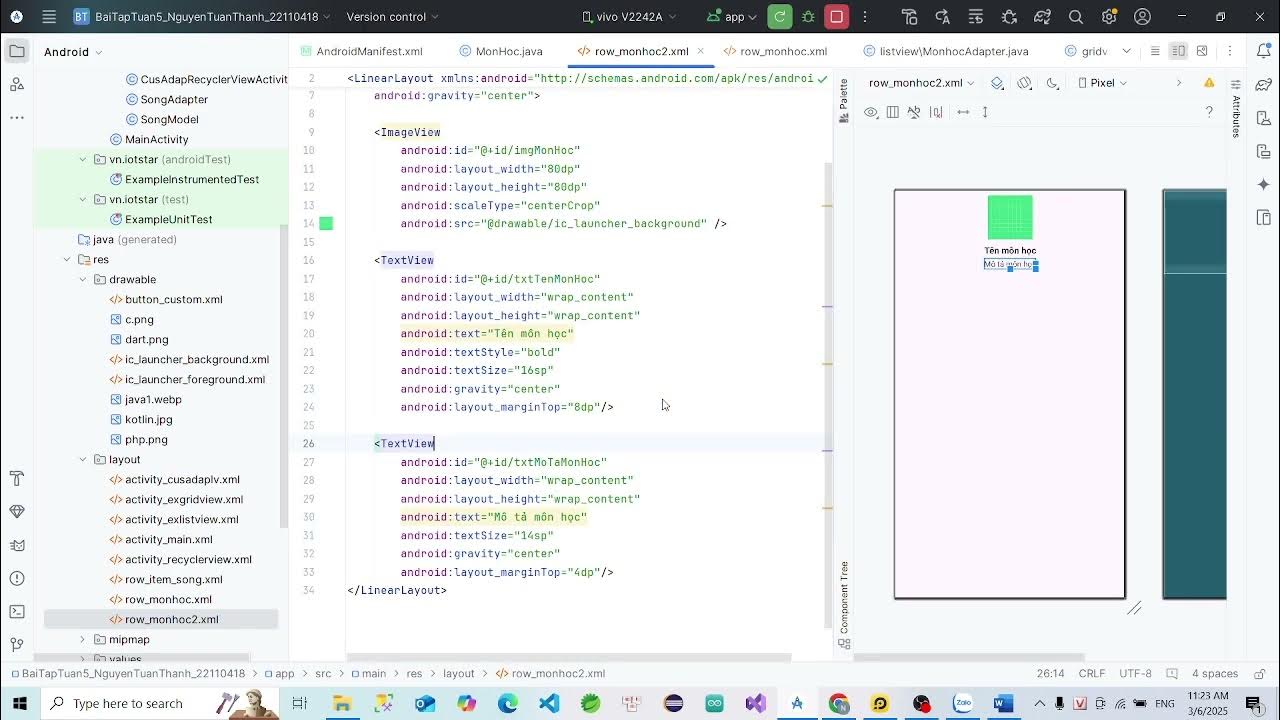 Thuyết minh về Custom Adapter của ListView, GridView và Recycle View - Nguyễn Tuấn Thành ...