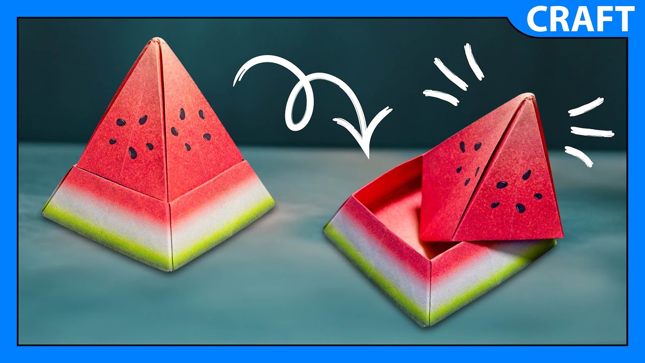DIY Watermelon Box | Origami | Pyramid Box - YouTube