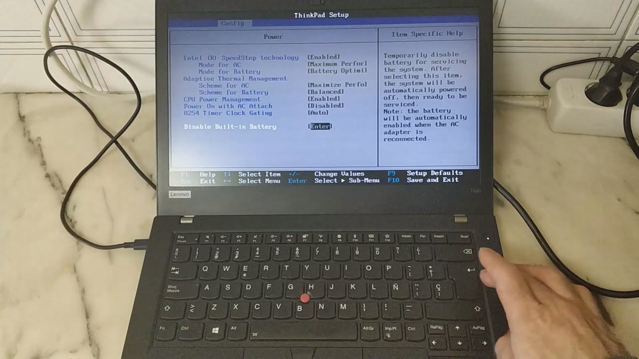 Lenovo Thinkpad T480 - How to disable built-in battery - YouTube