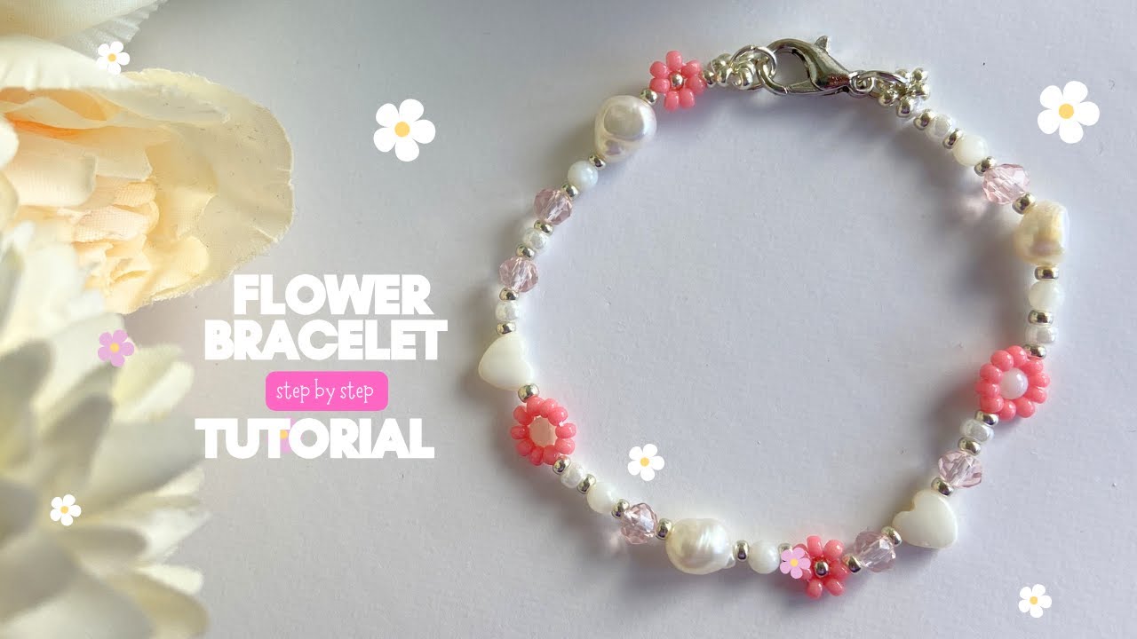 Beaded Flower Bracelet Tutorial, DIY Beaded Bracelet, Beginner Friendly ...