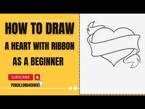 How To Draw Heart With Ribbon As A Beginner Step By Step - YouTube