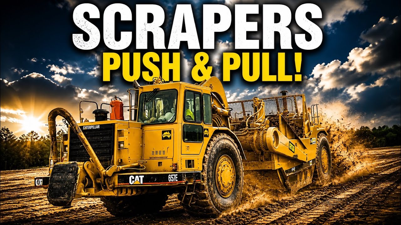 657 Cat Scrapers PUSH & PULL with engine sounds! - YouTube