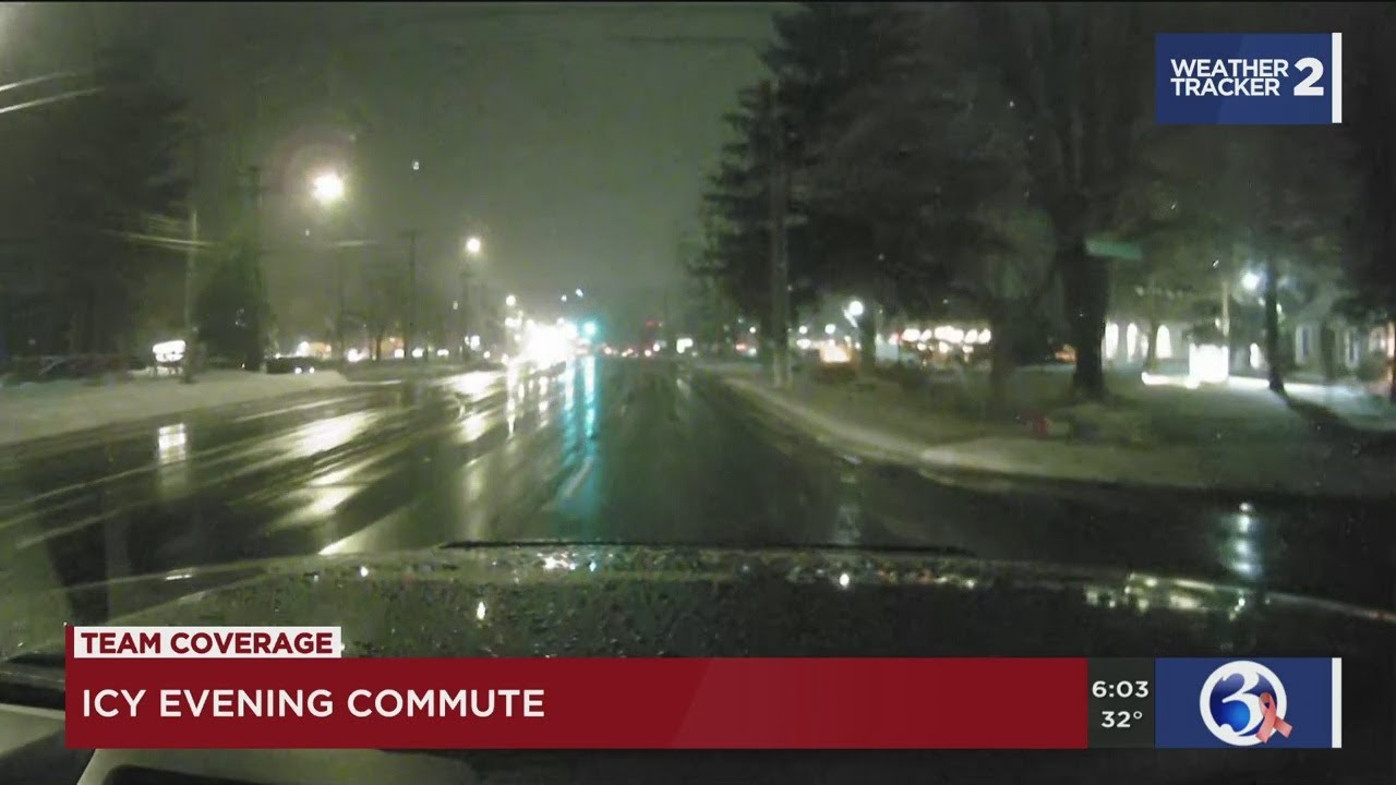 VIDEO: Icy evening commute following storm - YouTube