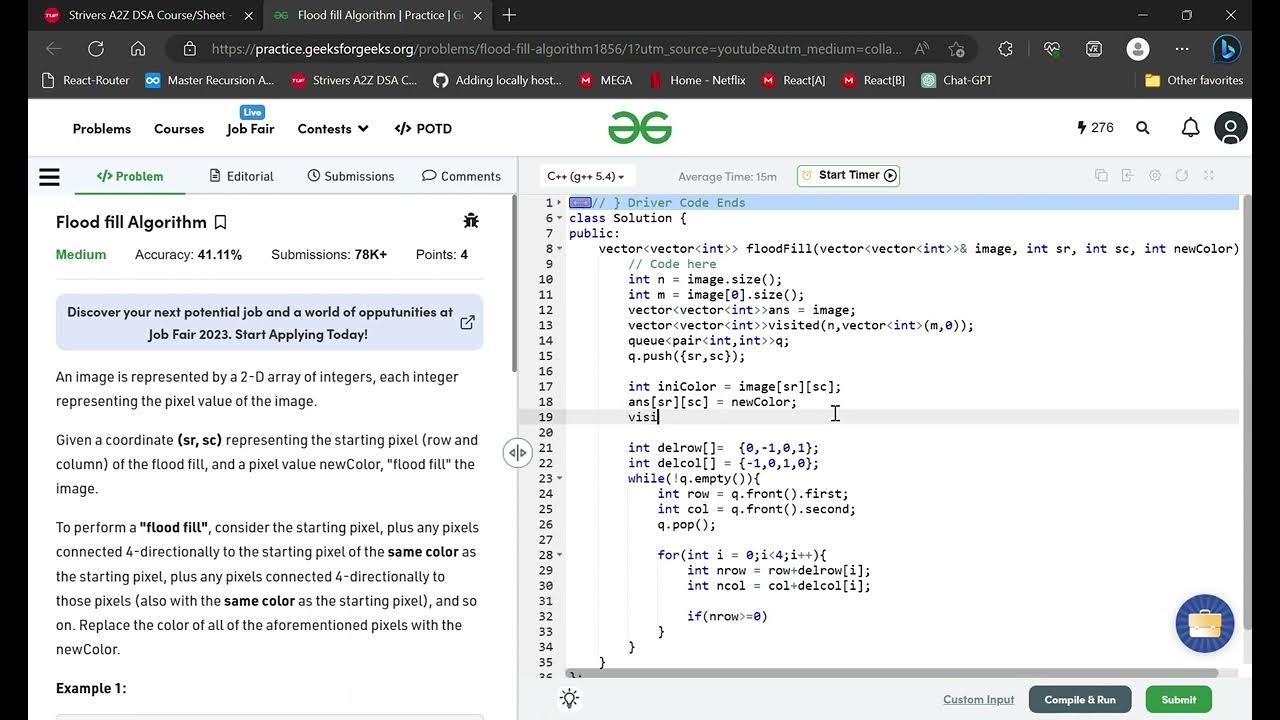Striver Graph Series | Flood fill Algorithm | Day 1 | Problem 3 - YouTube