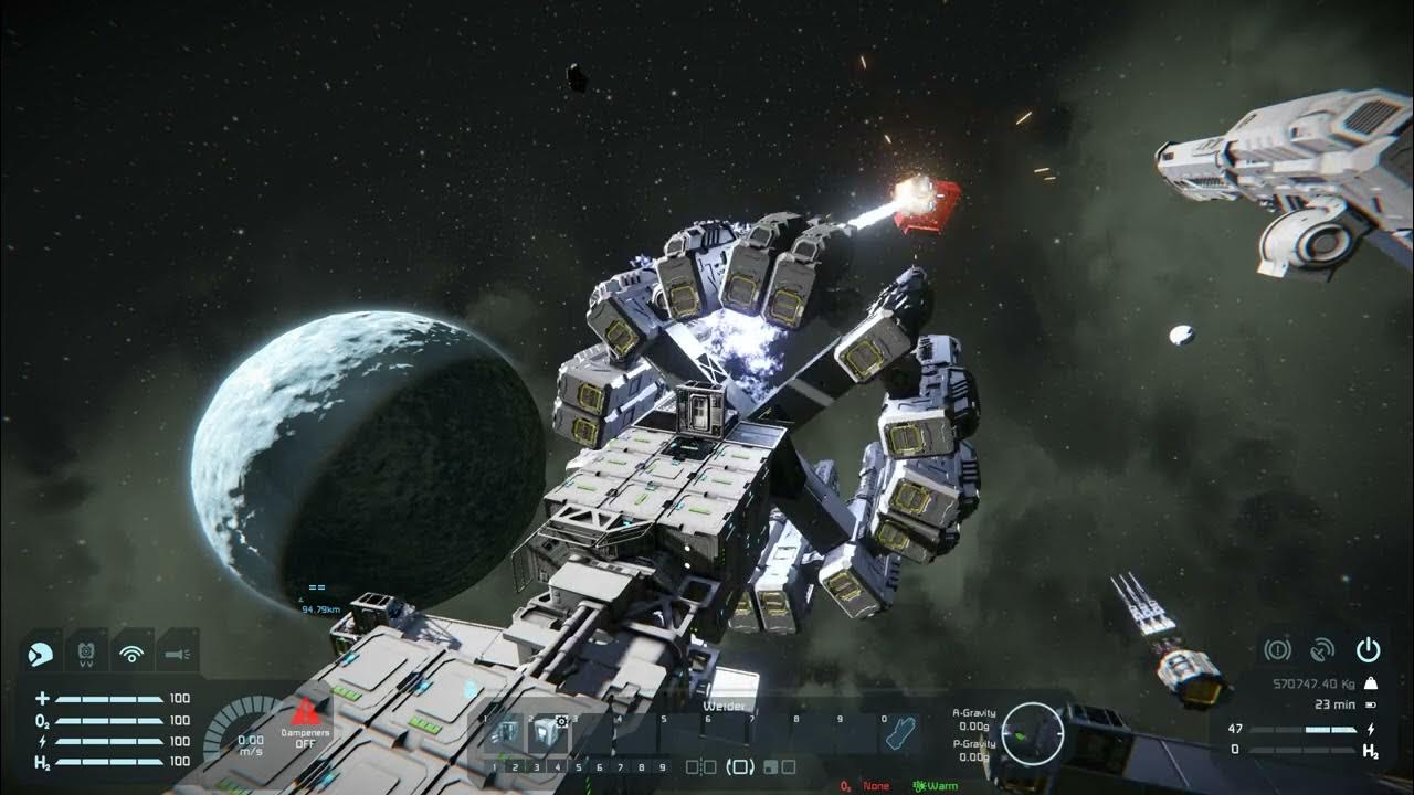 Space Engineers - 300RPM rotating large railgun assembly (AWT script) - YouTube