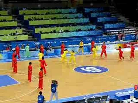 Kung fu performance during half-time at the basketball