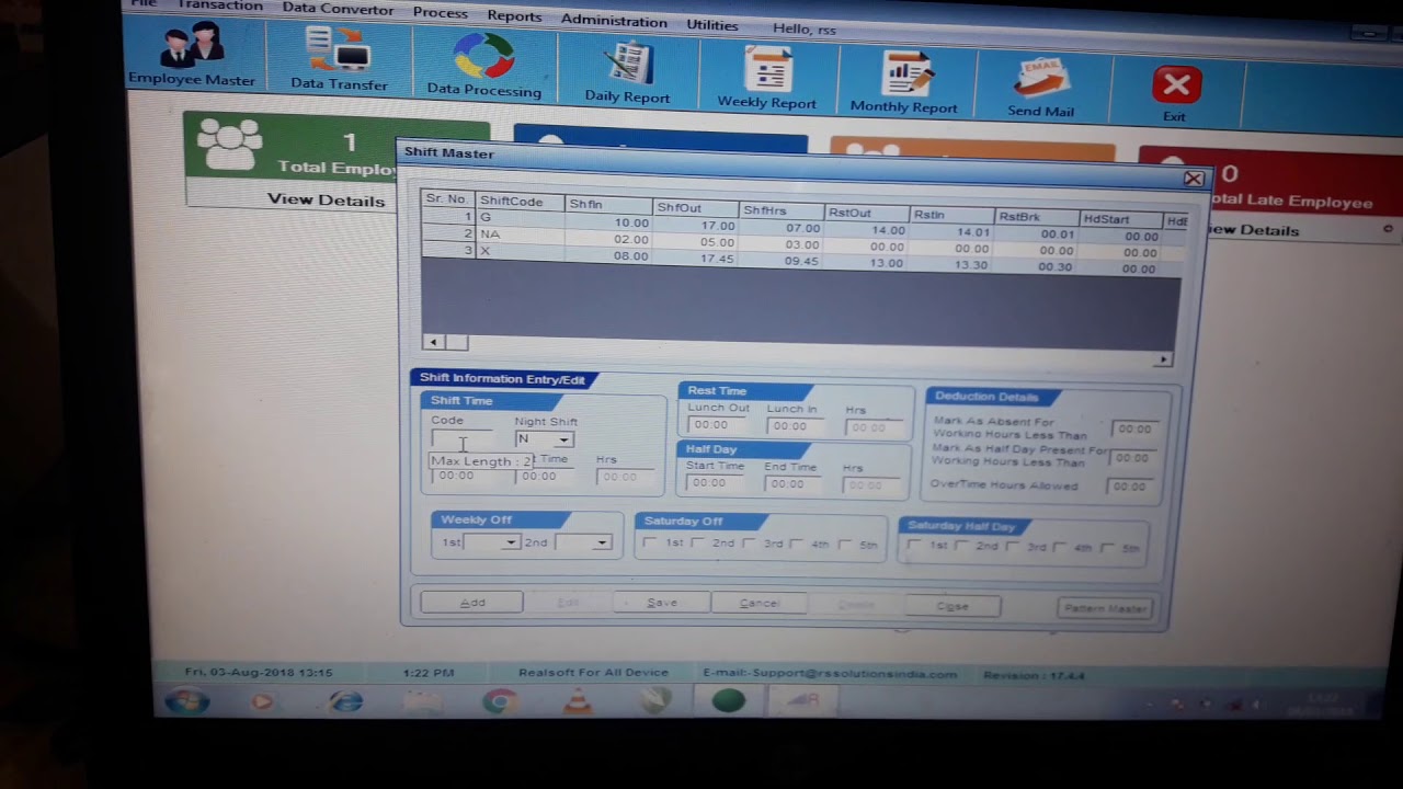 desktop realsoft attendance management software - YouTube