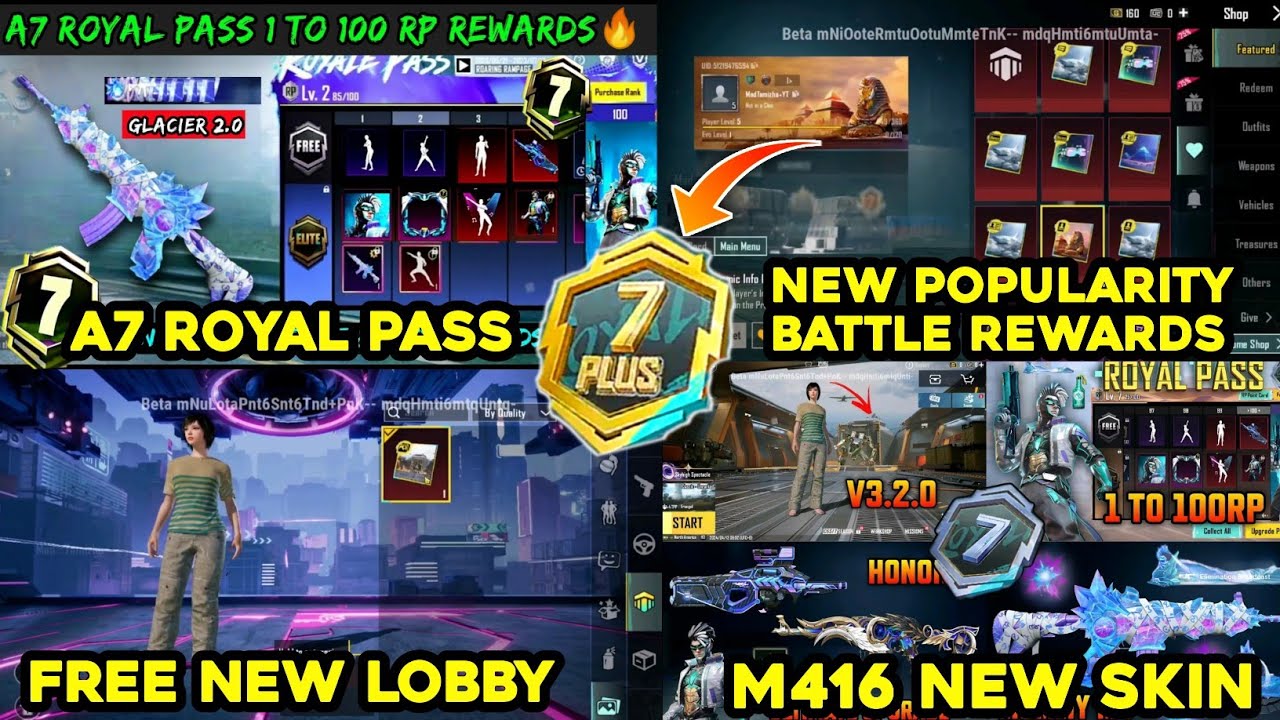 🔴A7 ROYAL PASS 1 TO 100 RP REWARDS & NEXT ULTIMATE SET LEAKES & M416 ...