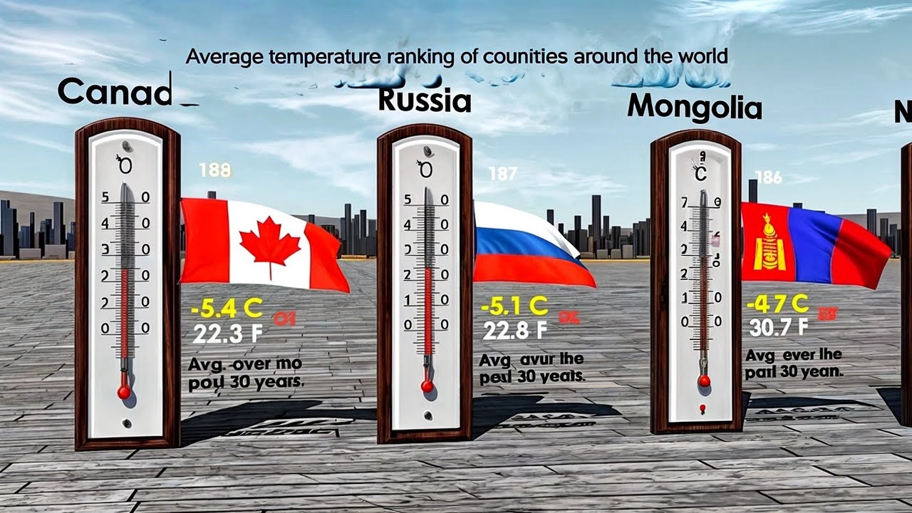 The average temperature celsius in every country world - YouTube