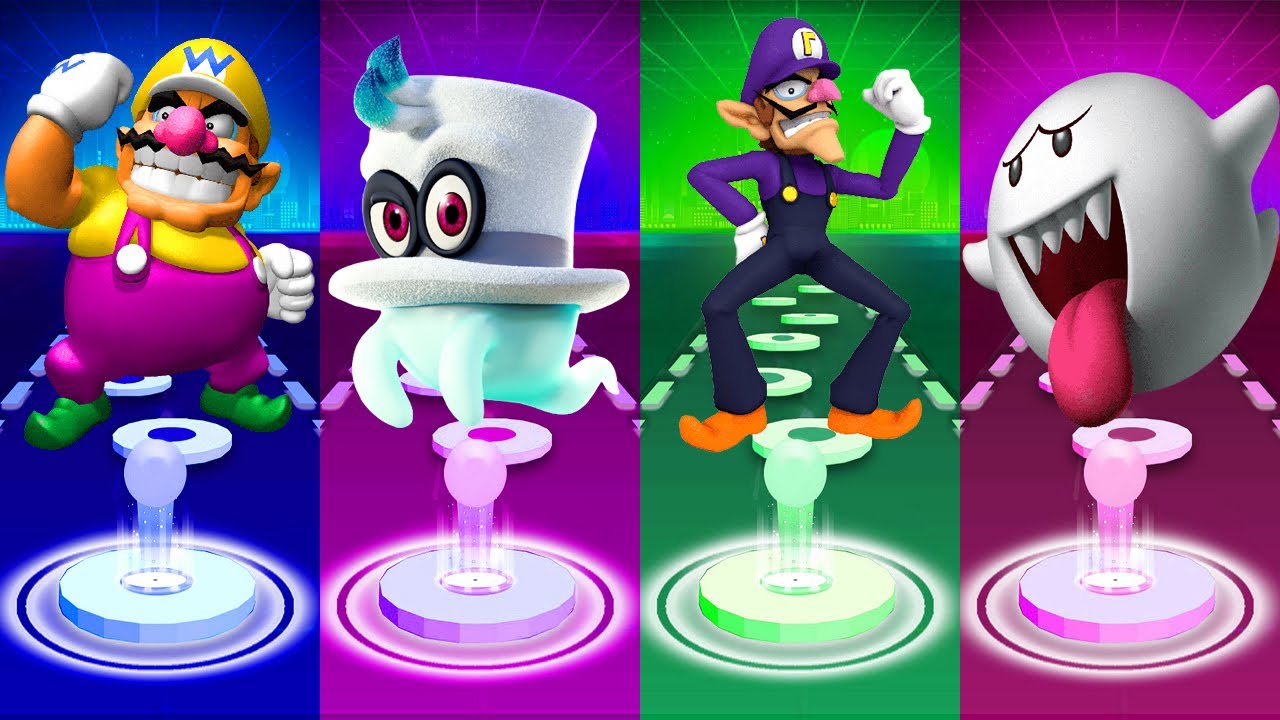 Tiles Hop EDM Rush | Mario | Wario VS Kappy VS Waluigi VS Boo ...
