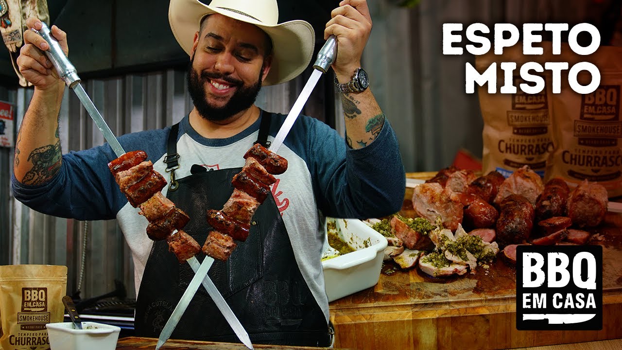 COMO FAZER CHURRASCO DE CARNE SUINA (ESPETO MISTO) - YouTube