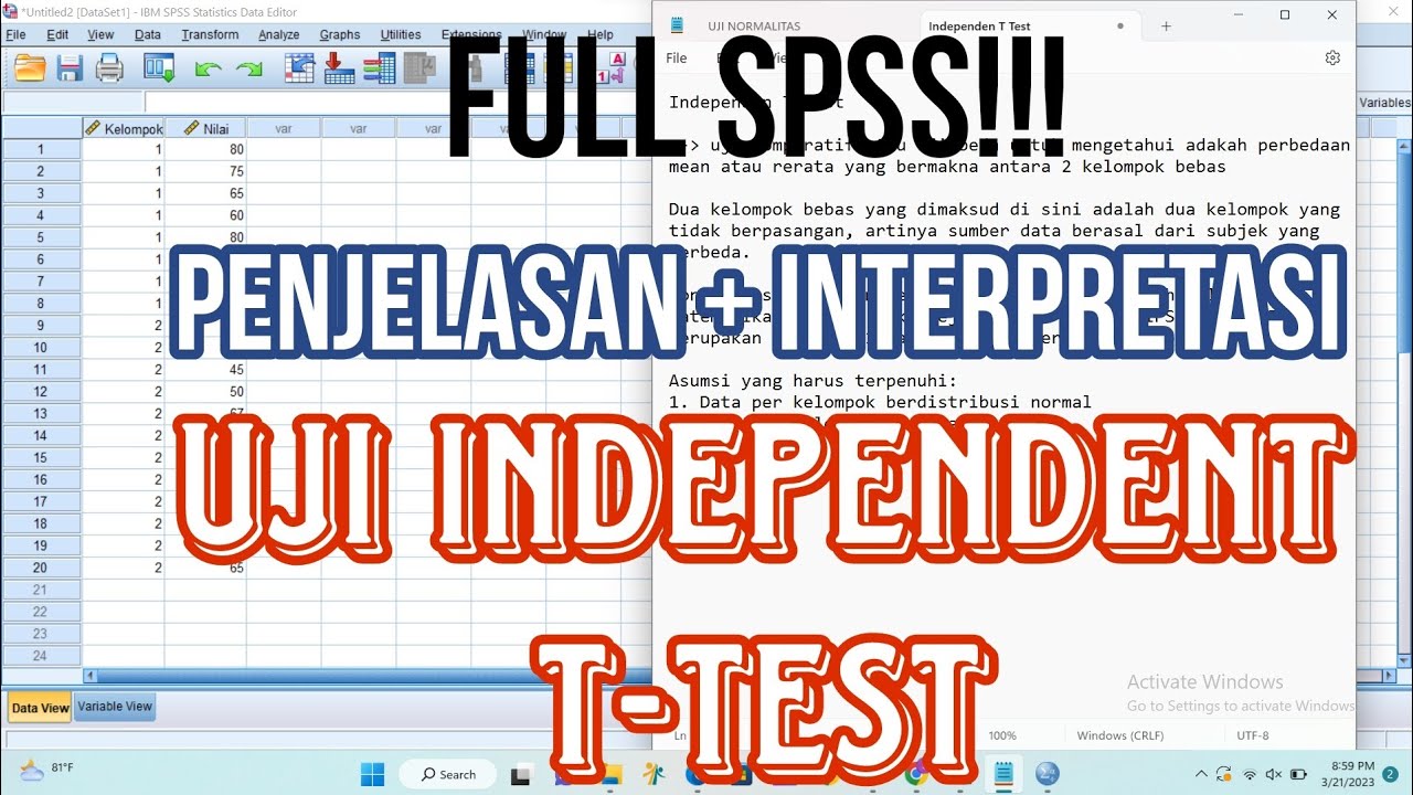 UJI INDEPENDENT T-TEST DI SPSS | PENJELASAN + INTERPRETASI - YouTube